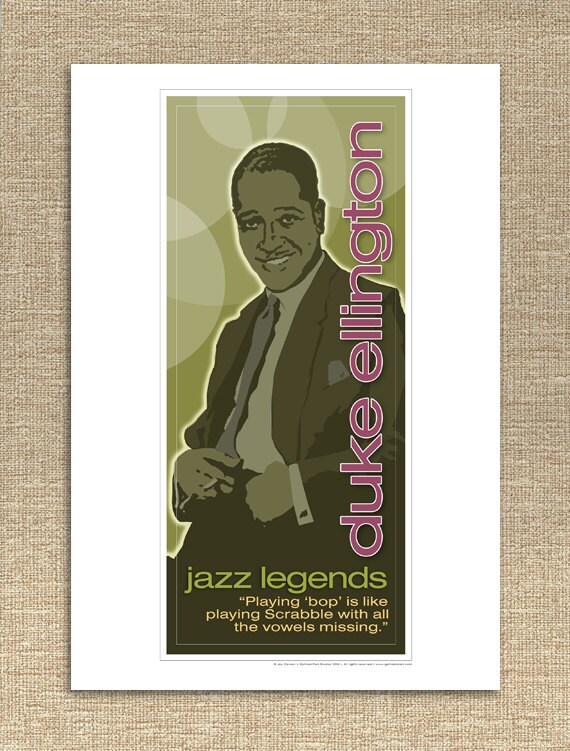 Duke Ellington Jazz Swing Print Art Deco Modern Retro Cotton | Etsy