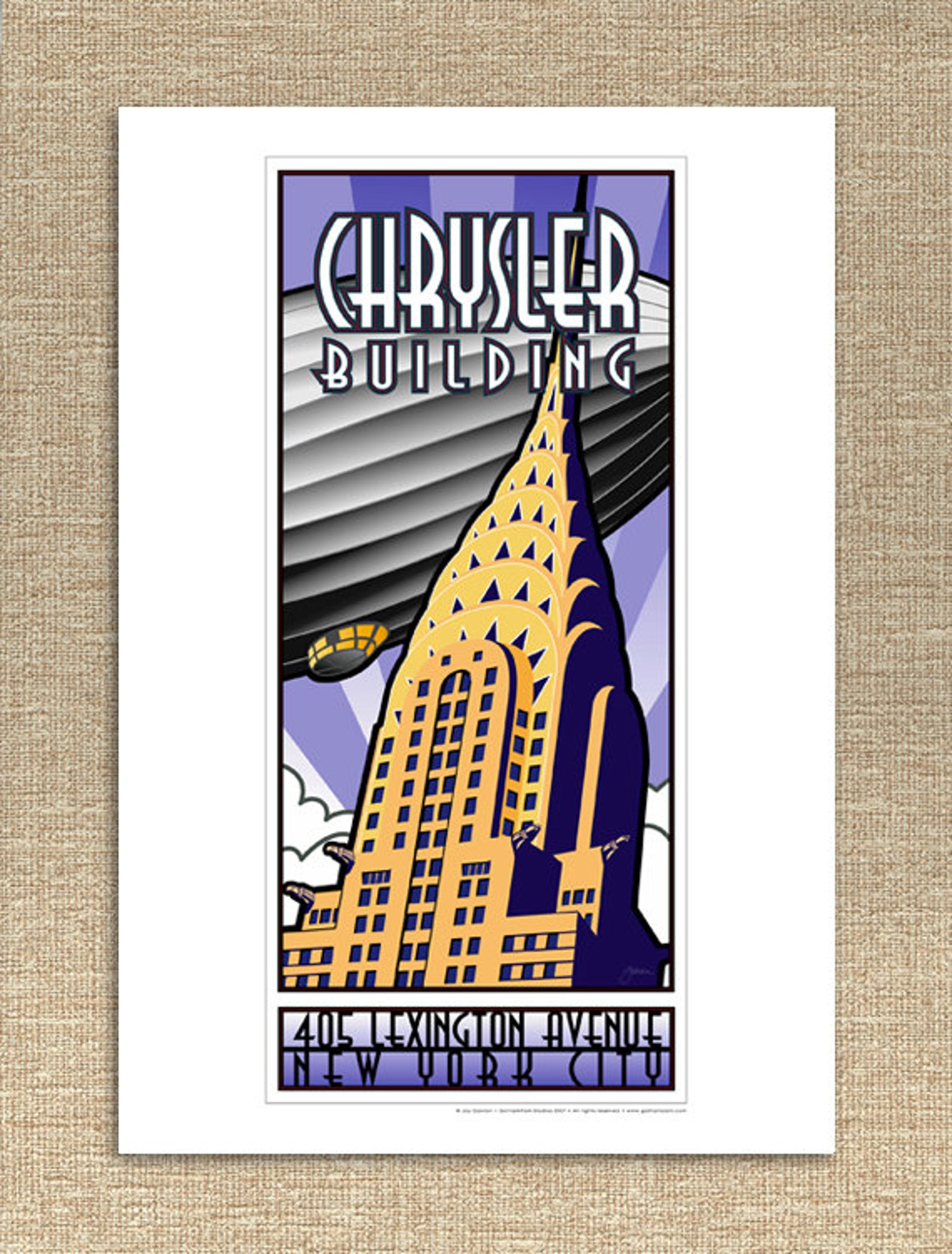 Chrysler Building New York City Manhattan Print Poster Art Deco Retro ...