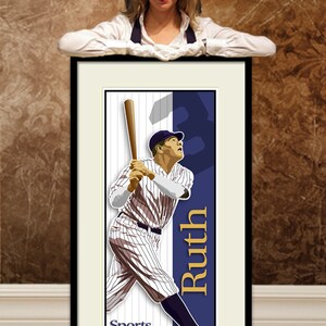 Babe Ruth New York Yankees Baseball Print Hall of Fame Cooperstown ...