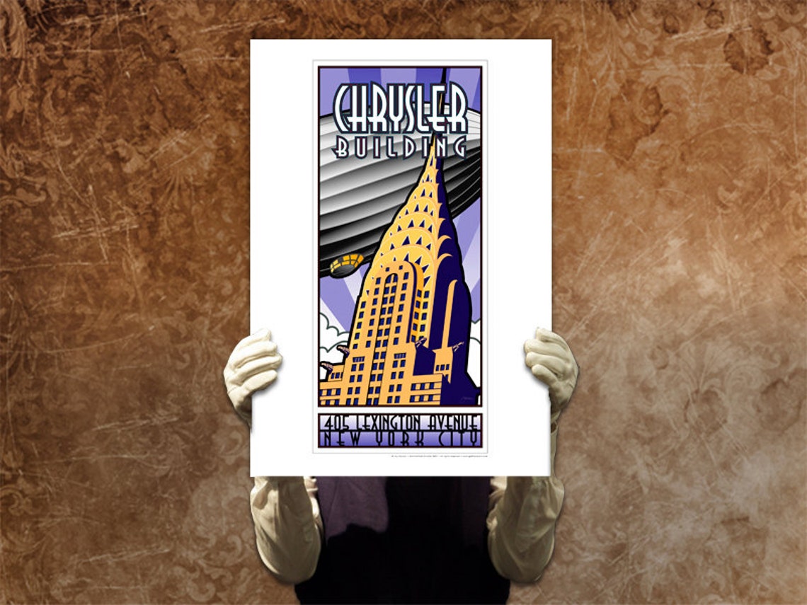 Chrysler Building New York City Manhattan Print Poster Art Deco Retro ...