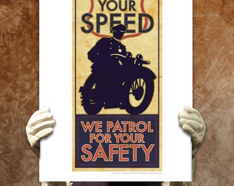 Motorcycle Cop Art - Etsy