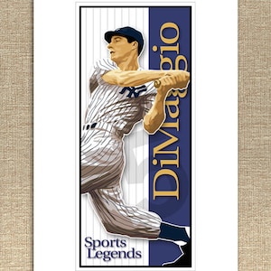Joe Dimaggio New York Yankees Baseball Print Hall of Fame Cooperstown ...
