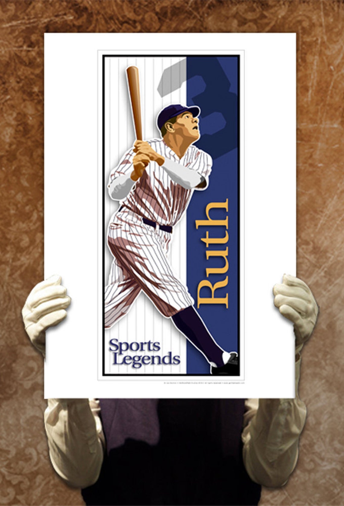 Babe Ruth New York Yankees Baseball Print Hall of Fame Cooperstown ...