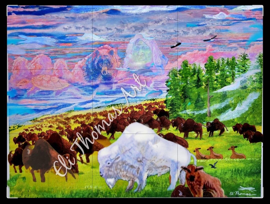 WHITE BUFFALO SUNRISE Native American Art, Eli Thomas Art , Totem ...