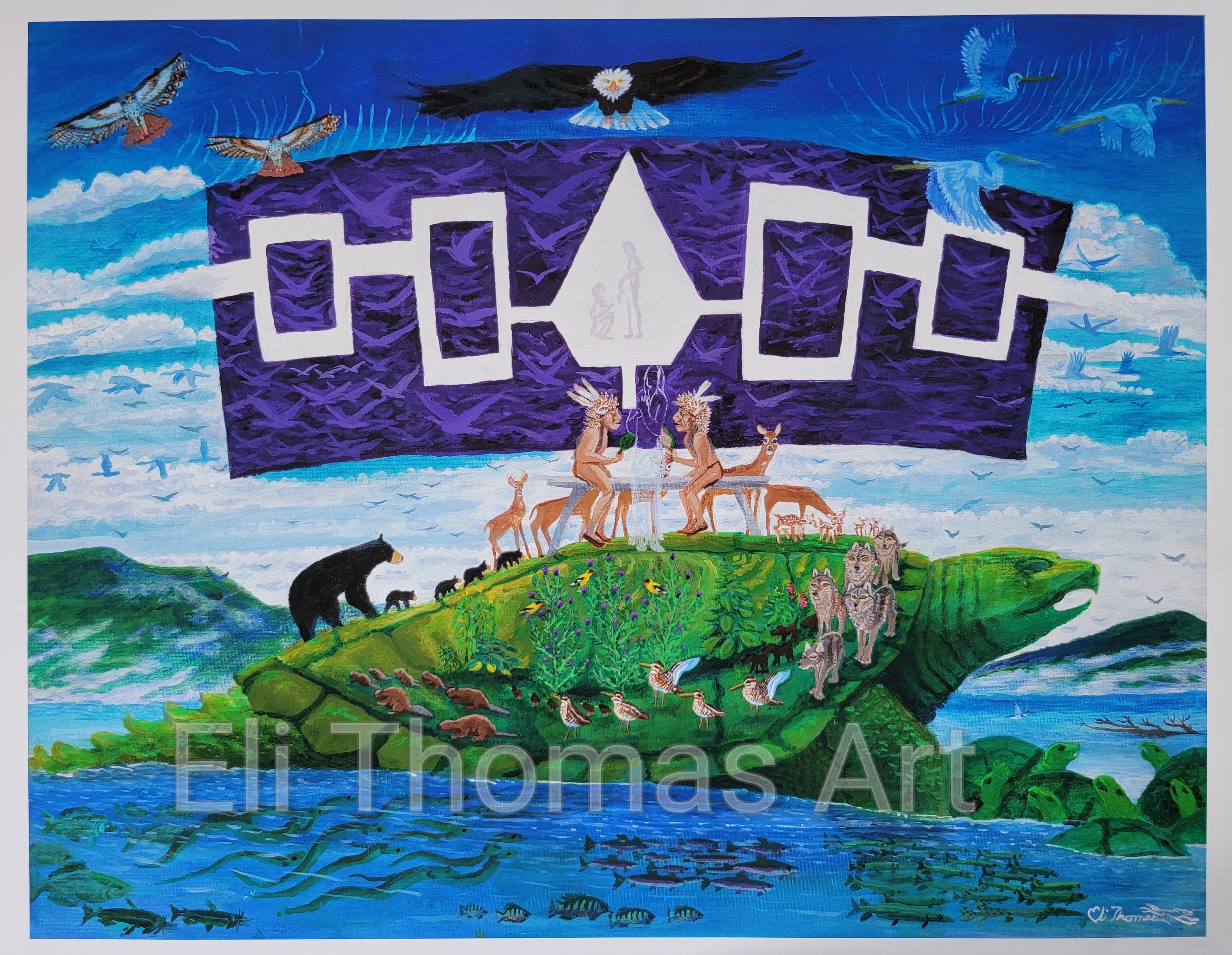 Turtles Island , Native American Art , Wolf Art, Totem Art, Eli Thomas ...