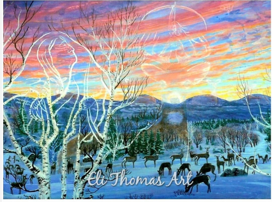 Deer ,native American Art, Nature Art. Animals Lithograph.print Deer ...