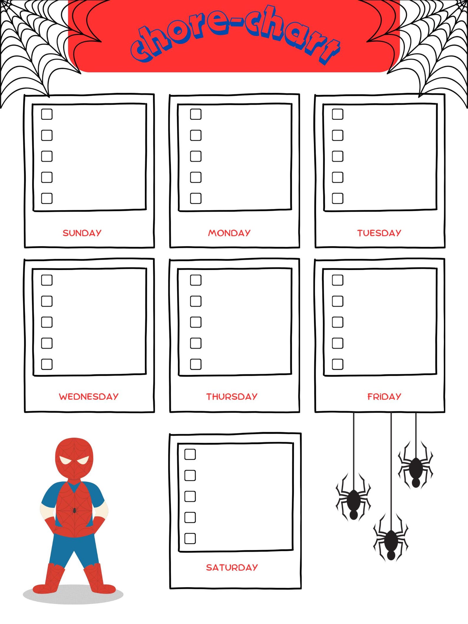 Spider-man Themed Chore Chart (digital Print) - Etsy