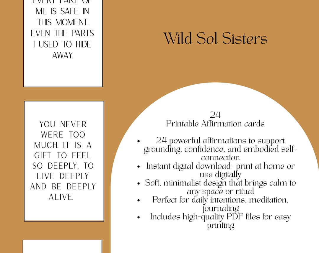 Embody You Deck | 24 Printable Affirmation Cards | Self-love Mantras ...
