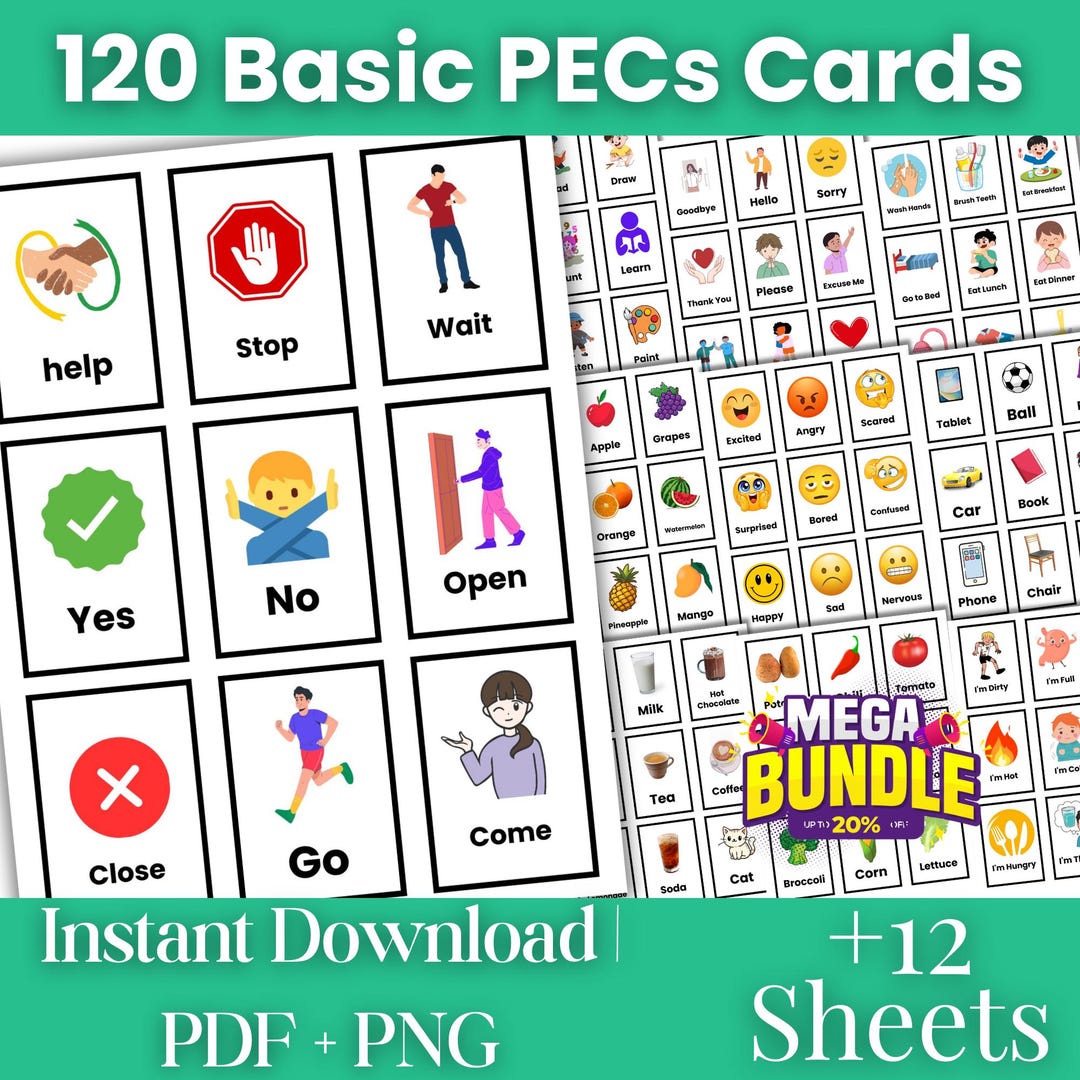 120 Printable Communication PECS Cards: SLP Therapy (digital Download ...