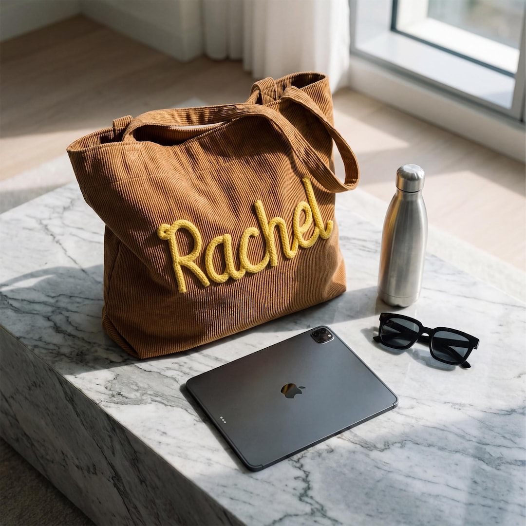 Personalized Teacher Tote Bag, Custom Chenille Letter Laptop Bag ...