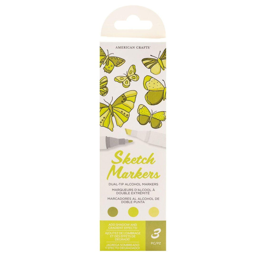 American Crafts Sketch Markers: Dual Tip, Key Lime - 3 Pack - Etsy