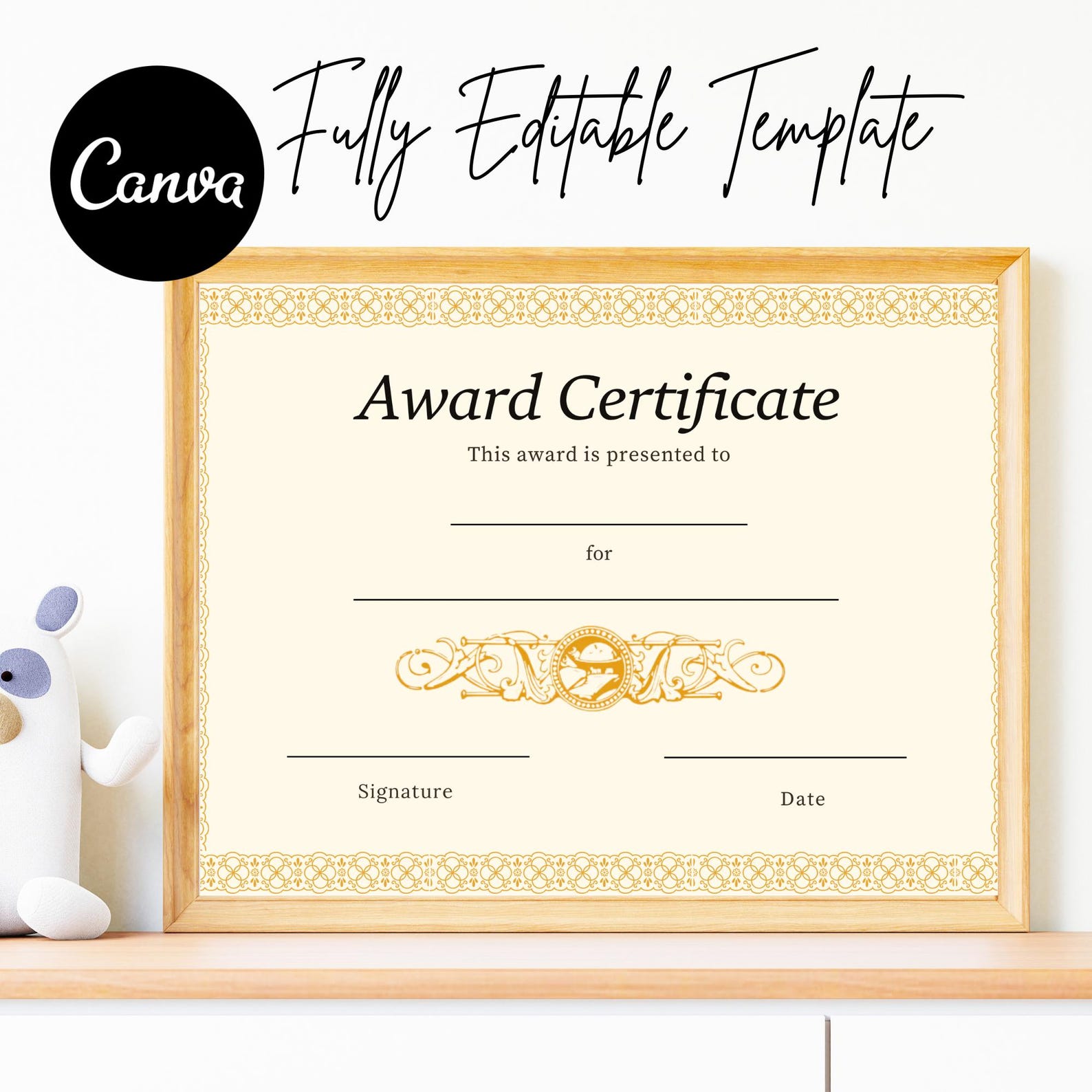 Editable Award Certificate Template | Blank Certificate of Achievement ...