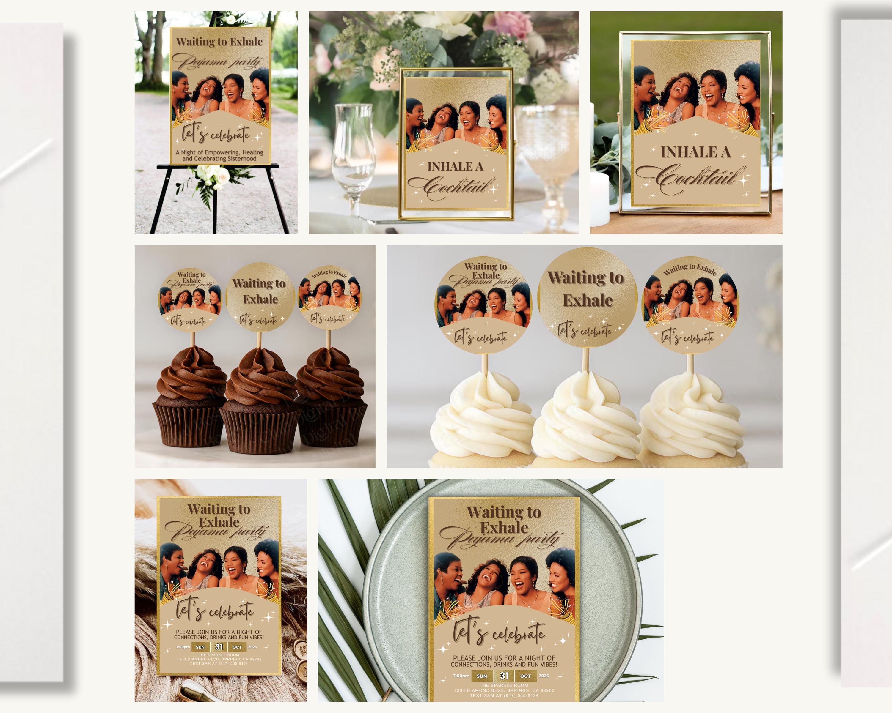 Waiting to Exhale Invitation Bundle, Welcome Sign, Cupcake Topper ...