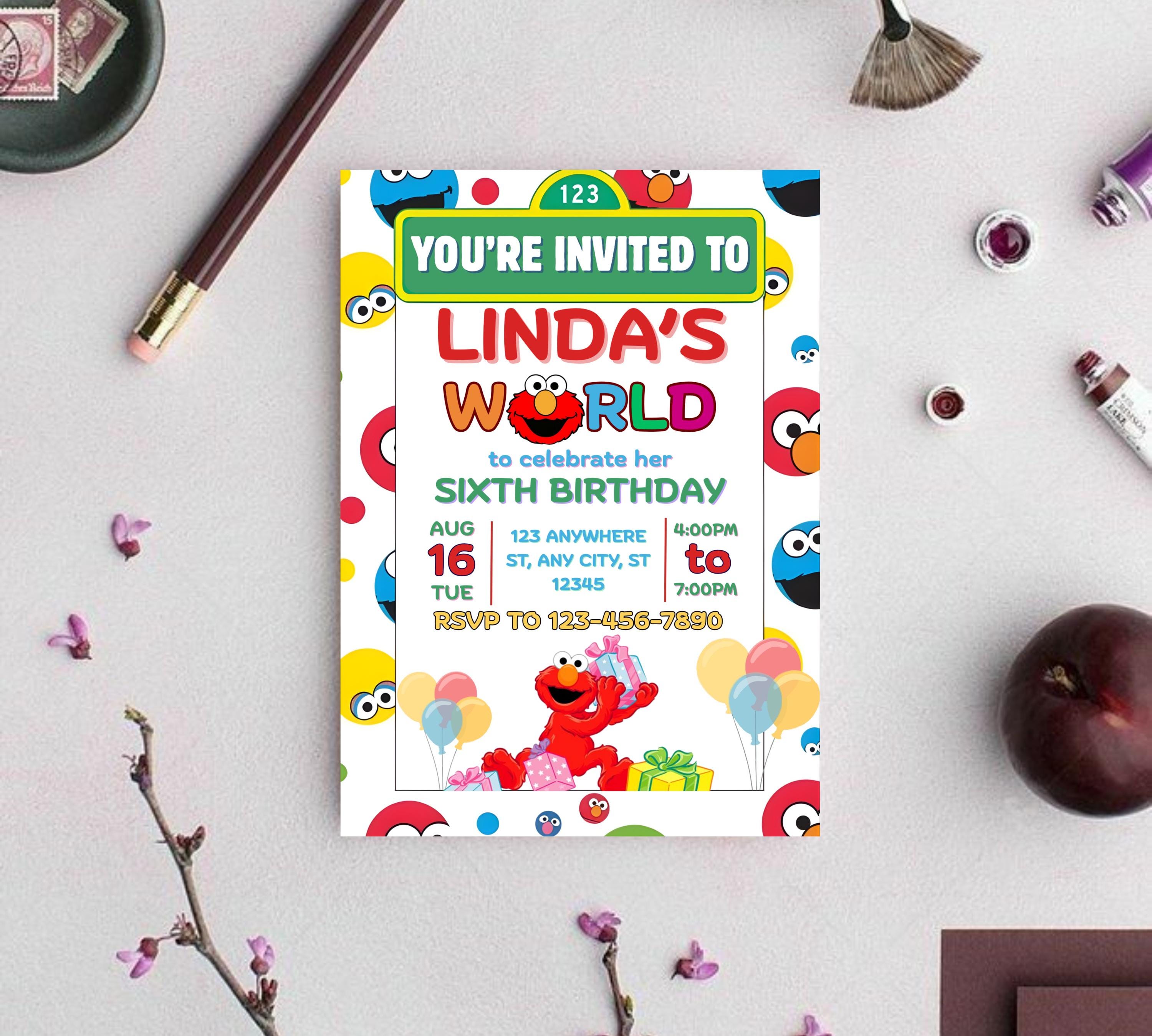 Editable Sesame Street Birthday Invitation, Boy and Girl Kids ...