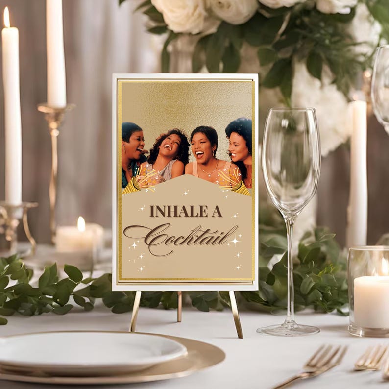 Editable Waiting to Exhale Bar Sign, Pajama Party Tabletop Poster Board ...