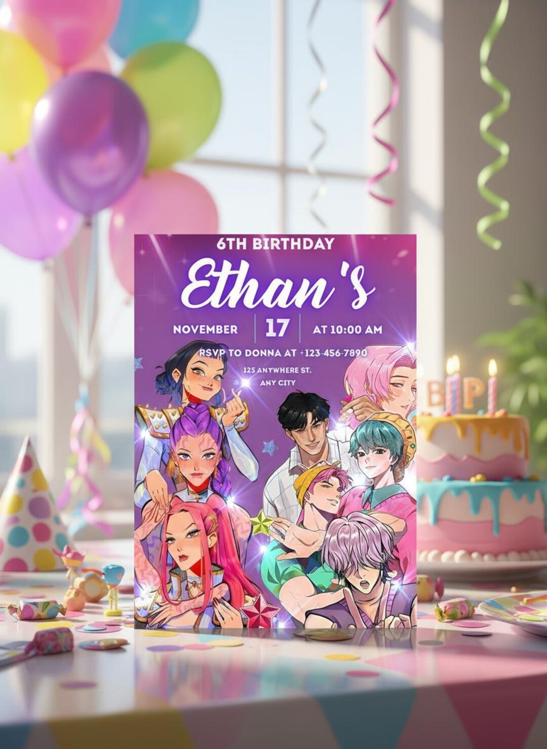 Editable Birthday Invitation| Anime Theme Party| Anime Invite| Birthday ...