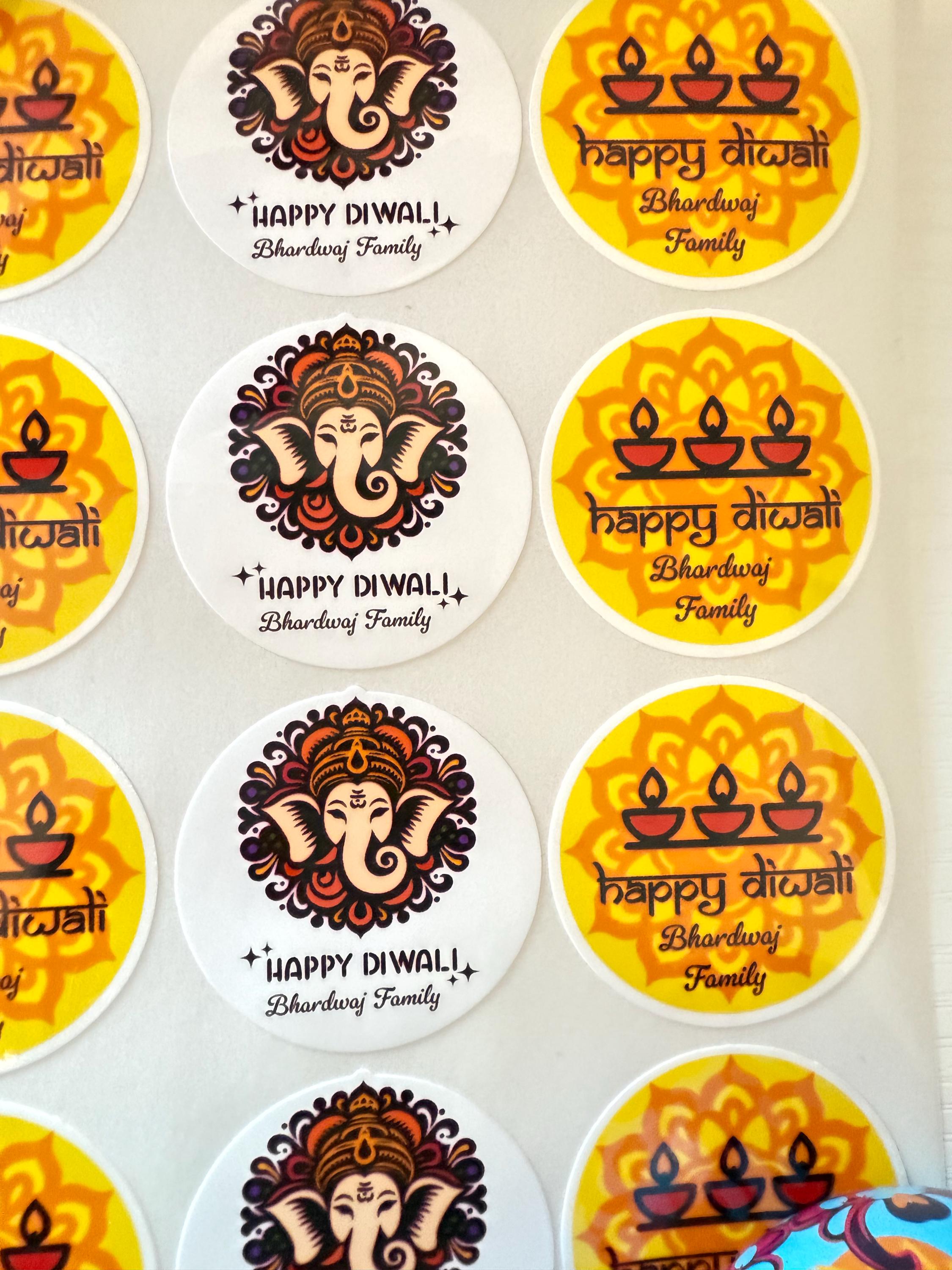 Personalized Diwali Stickers: Ganesh or Orange Design, Waterproof ...