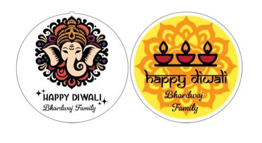 Personalized Diwali Stickers: Ganesh or Orange Design, Waterproof ...