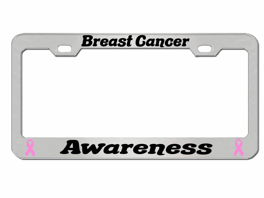 Breast Cancer Awareness License Plate Frame, Chrome Metal Car Tag - Etsy