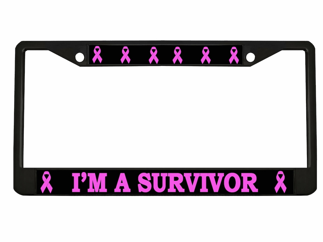 Breast Cancer Survivor License Plate Frame, Ribbon Style, Personalized ...