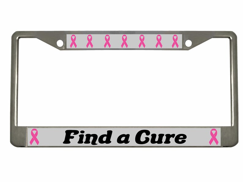 Find A Cure - Breast Cancer Pink Ribbon Style Metal License Plate Frame ...