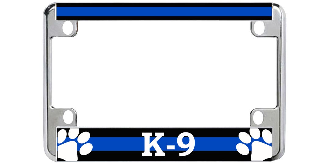Thin Blue Line K-9 Paw Prints - Police Motorcycle License Plate Frame ...