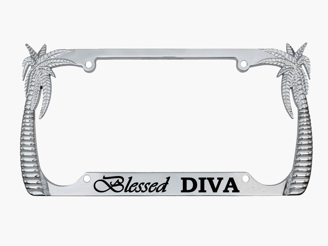 Blessed Diva Style Palm Tree Metal License Plate Frame /car Accessories ...