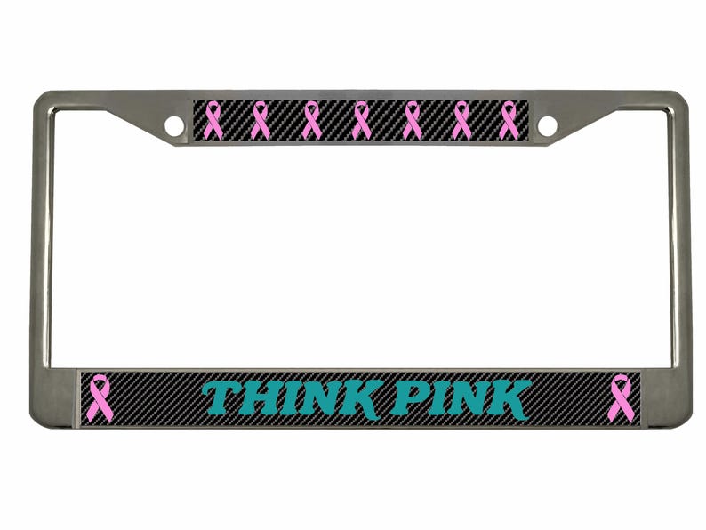 Think Pink Breast Cancer Ribbon License Plate Frame - Etsy