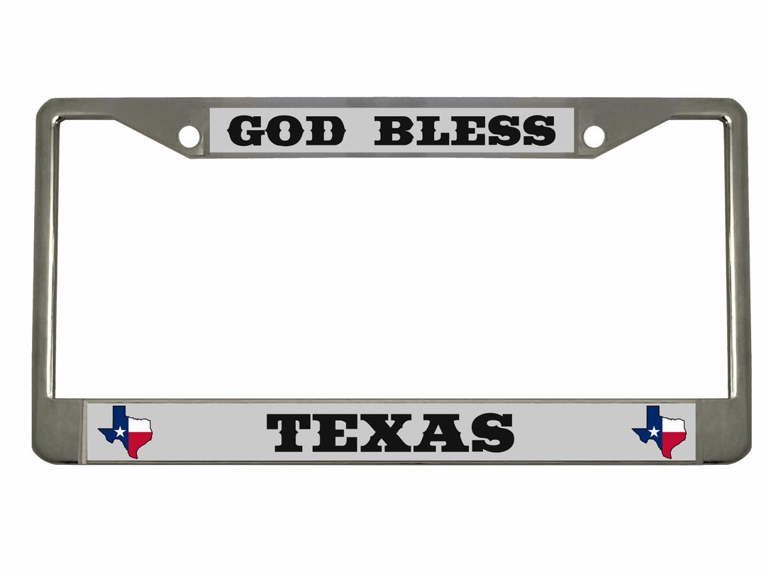 God Bless Texas Chrome License Plate Frame - Personalized Car Tag - Etsy