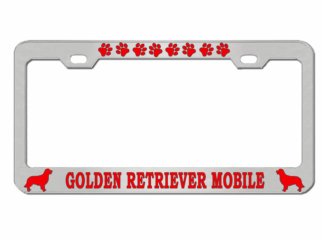 Golden Retriever License Plate Frame, Paw Print Car Tag - Etsy