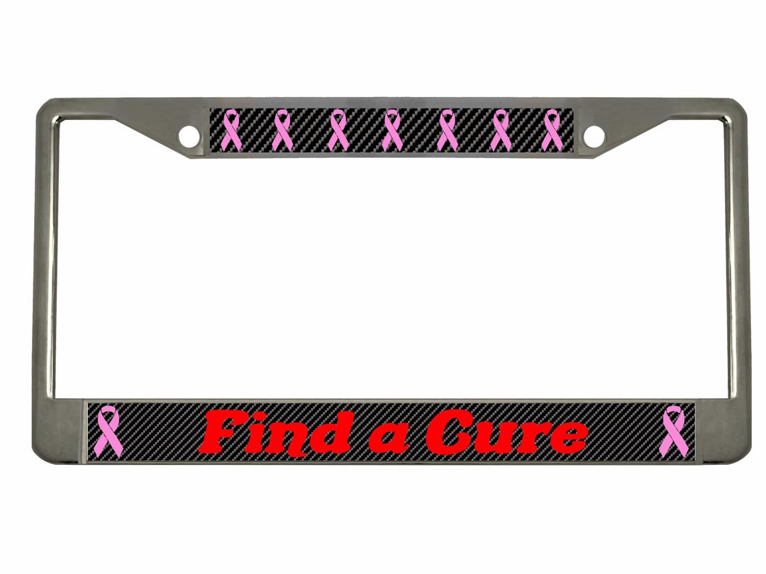Find A Cure - Breast Cancer Pink Ribbon Style Metal License Plate Frame ...