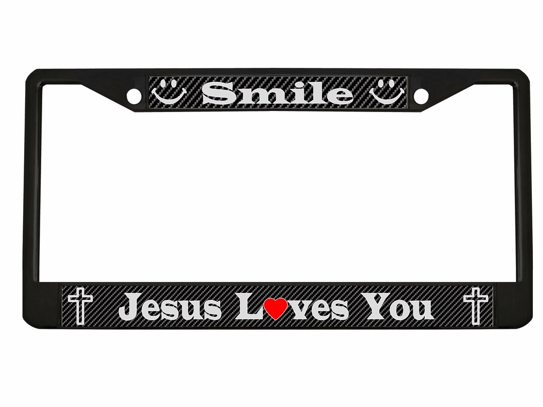 Smile Jesus Loves You License Plate Frame - Christian Car Accessories ...