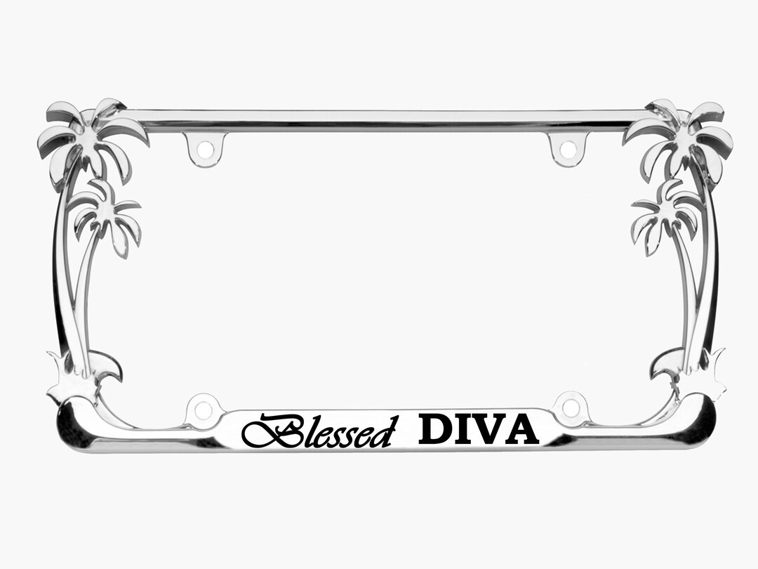 Blessed Diva Style Palm Tree Metal License Plate Frame /car Accessories ...