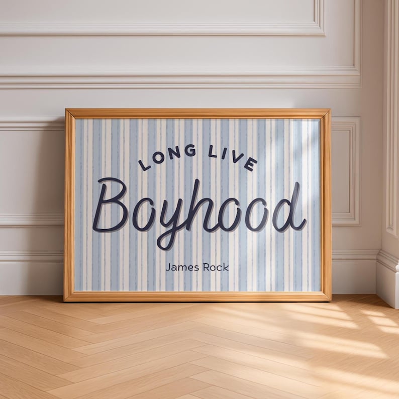 Long Live Boyhood – Personalized Name Art for Boys’ Room (striped ...