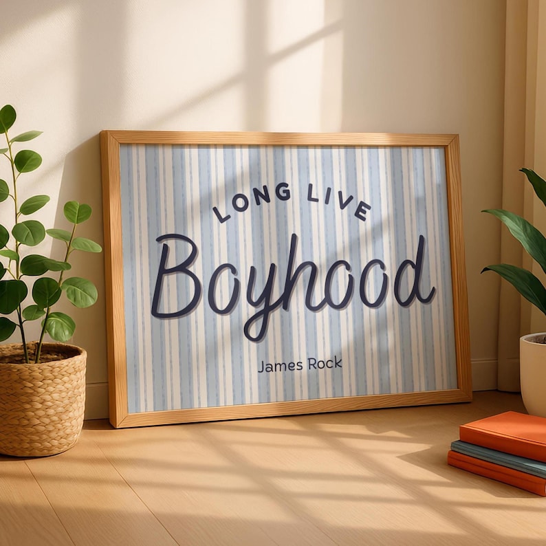 Long Live Boyhood – Personalized Name Art for Boys’ Room (striped ...