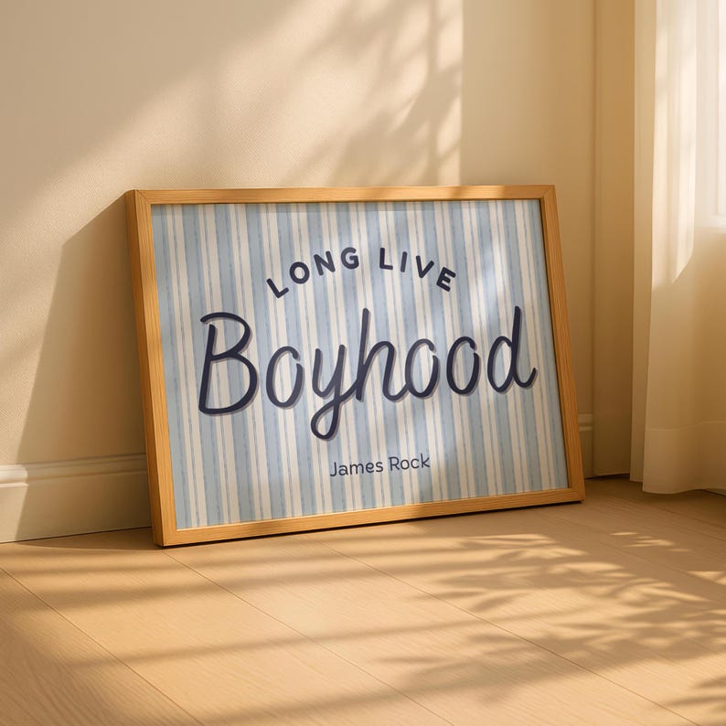 Long Live Boyhood – Personalized Name Art for Boys’ Room (striped ...