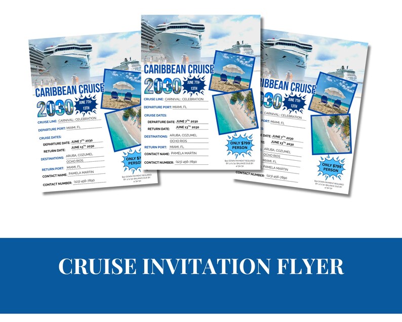 Editable Cruise Flyer Template | Canva Travel Invitation (digital ...