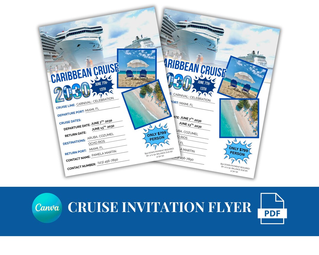 Editable Cruise Flyer Template | Canva Travel Invitation (digital ...