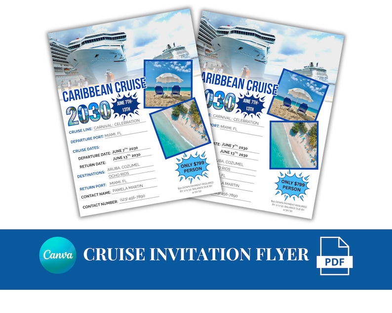 Editable Cruise Flyer Template | Canva Travel Invitation (digital ...