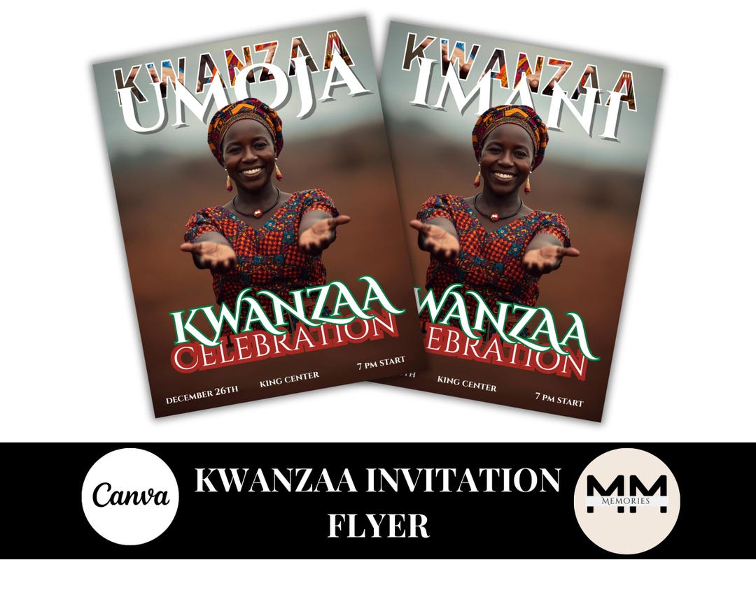 African Kwanzaa Invitation Flyer | Editable Canva Template - Etsy