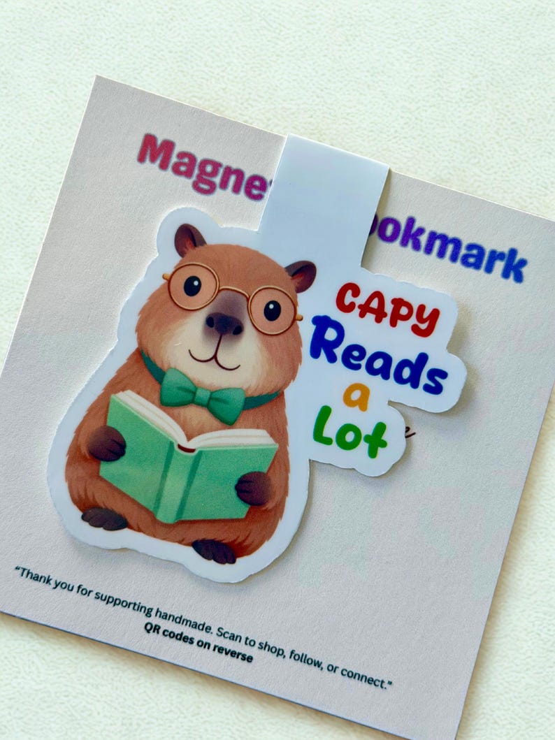 Capybara Magnetic Bookmark • Cute Animal Page Marker • Kawaii Book ...