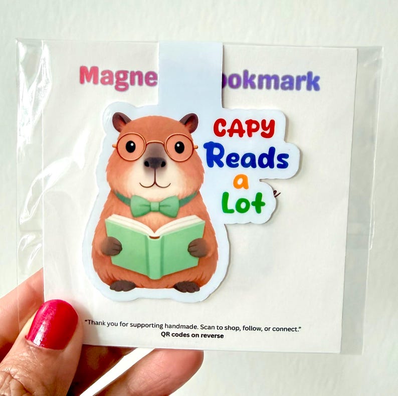 Capybara Magnetic Bookmark • Cute Animal Page Marker • Kawaii Book ...