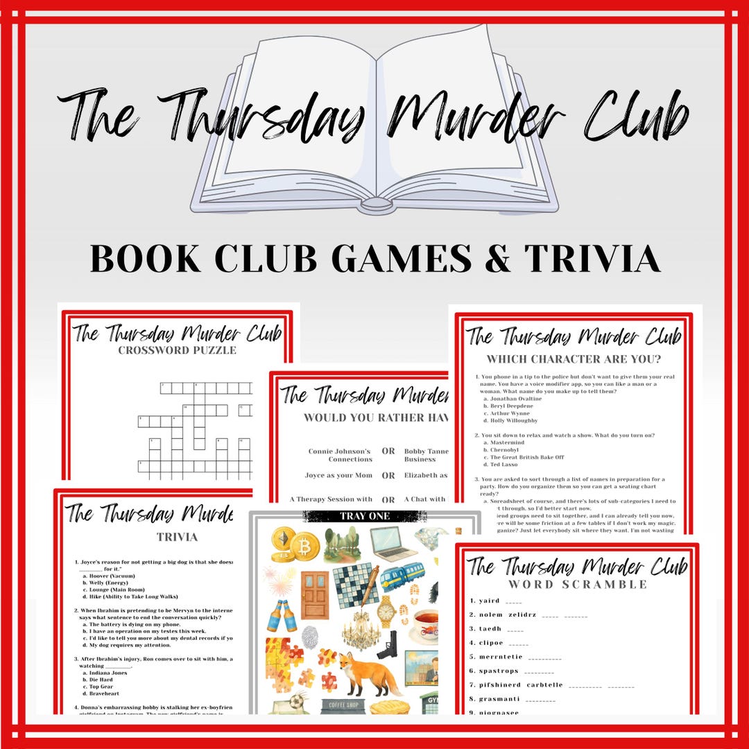 The Thursday Murder Club Game Bundle / Book Club Activities / TMC Watch ...