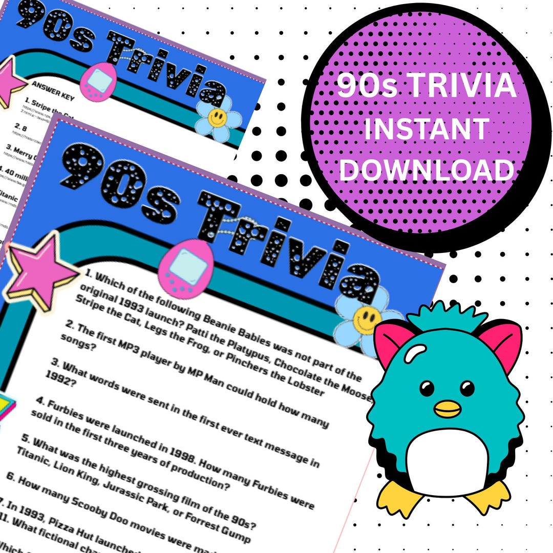 90s Trivia Game: Fun Printable Nostalgia - Etsy
