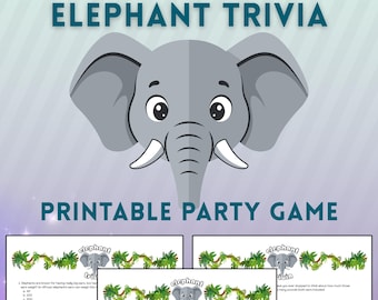 Elephant Trivia Game (zoo Birthday Kids Party Fun) - Etsy