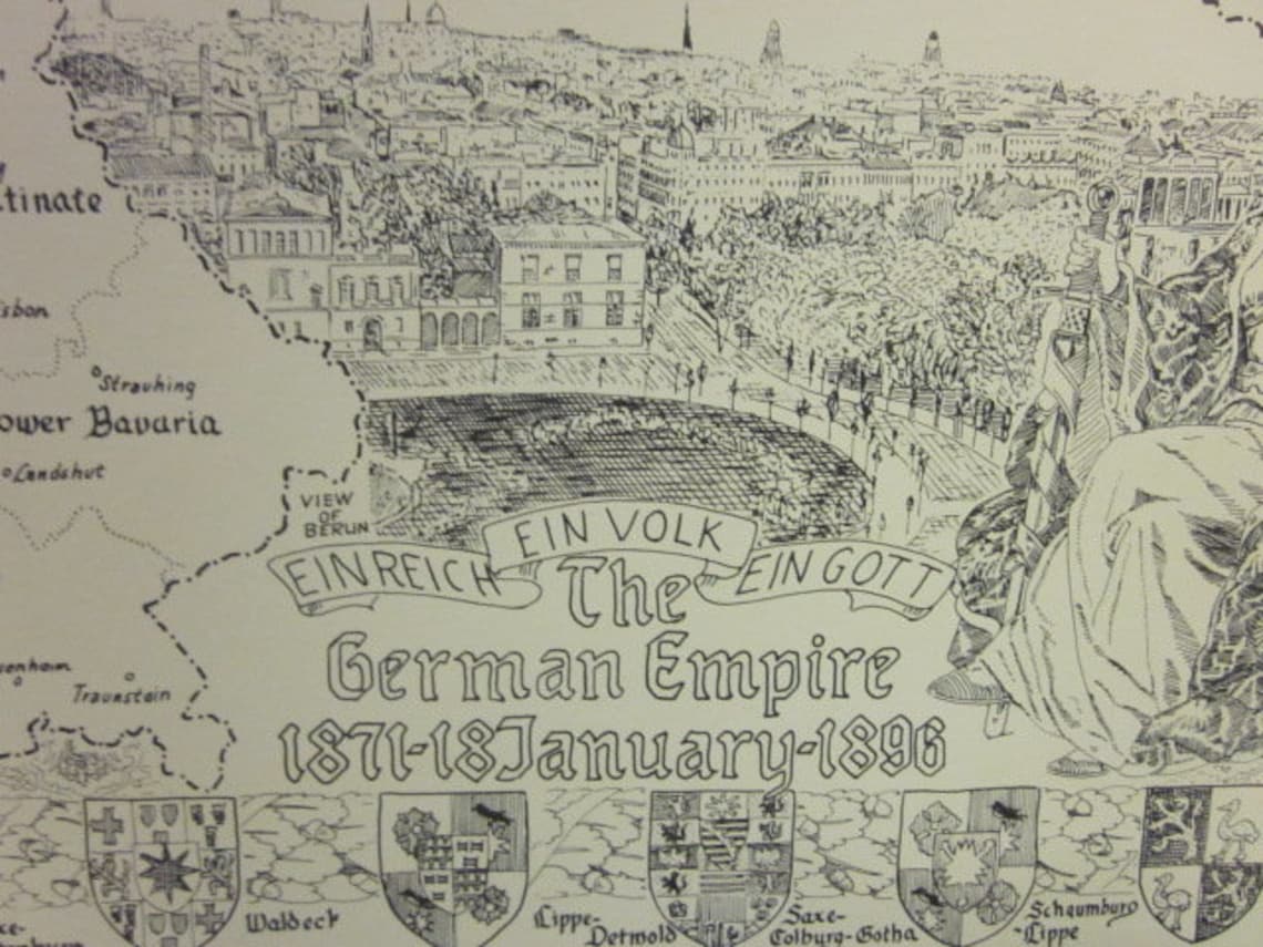Hand Drawn Map of Germany 1871 to 1896 - Etsy