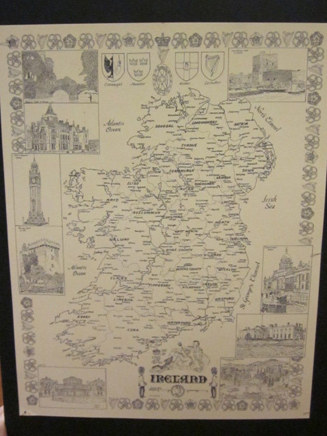 Hand Drawn Map of Ireland in Pen and Ink - Etsy