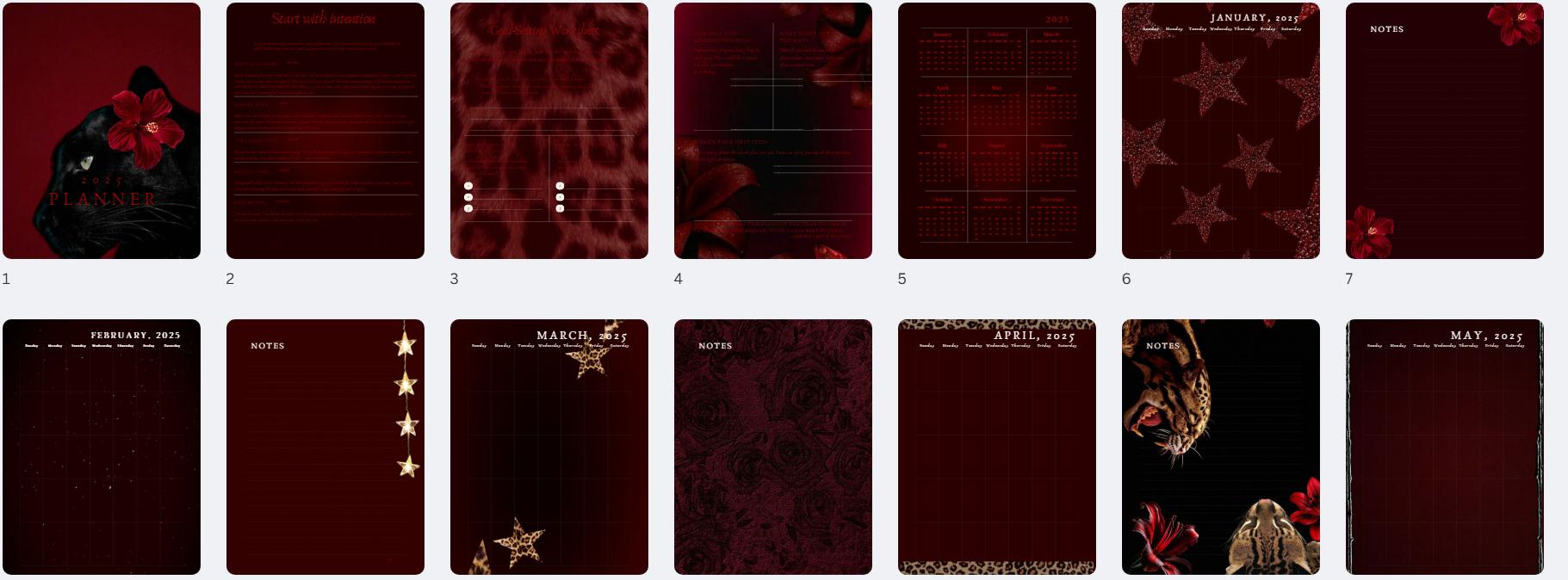 Dark Red Aesthetic 2025 Monthly Planner | Moody Digital Planner | 2025 ...