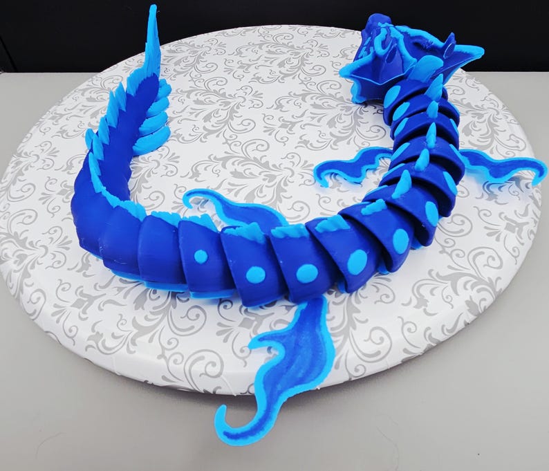 Articulated Abyssal Dragon Figurine: 20" Poseable 3D Printed Fantasy ...