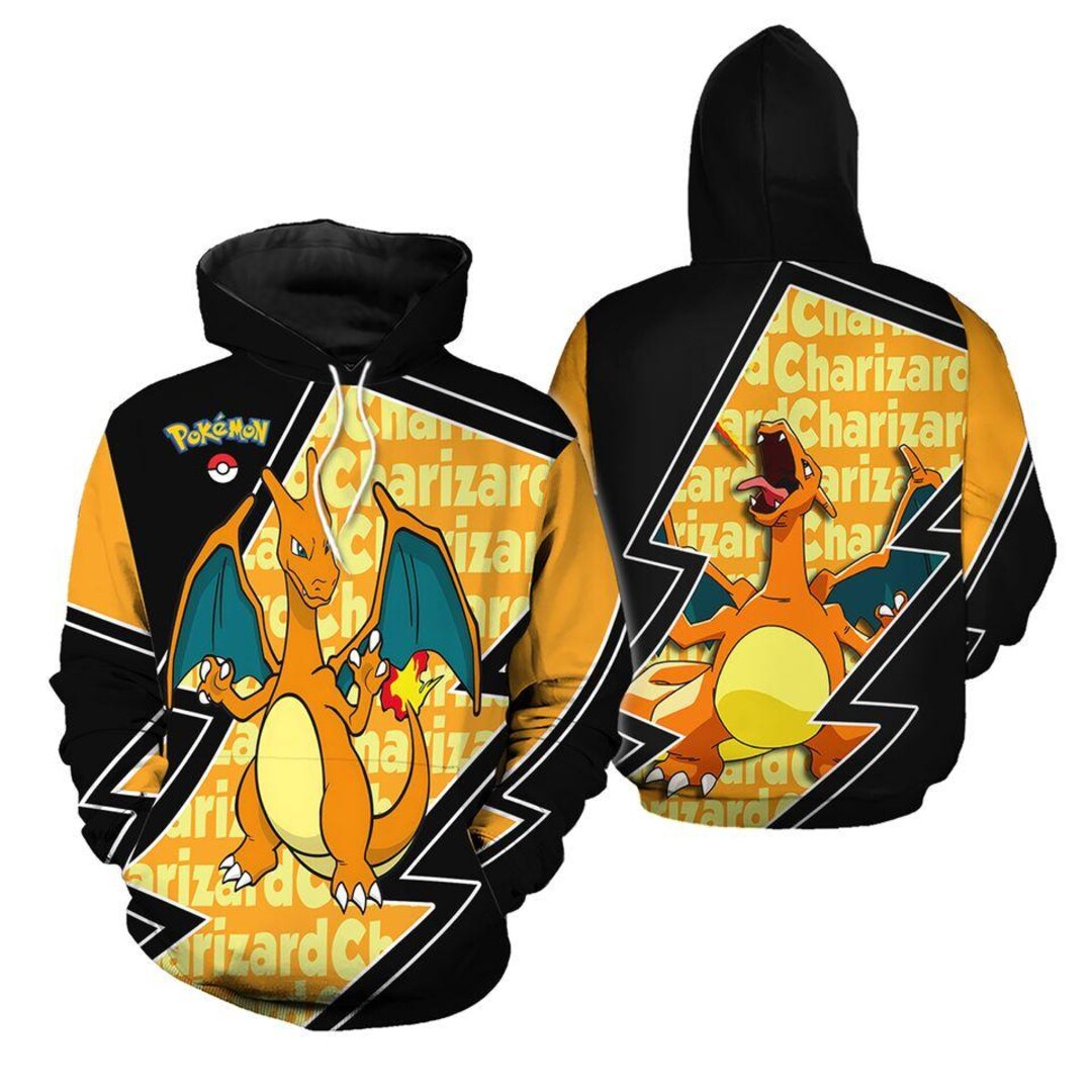 Pokemon Charizard 3D Hoodie, Charizard Evolution Anime Sweatshirt ...